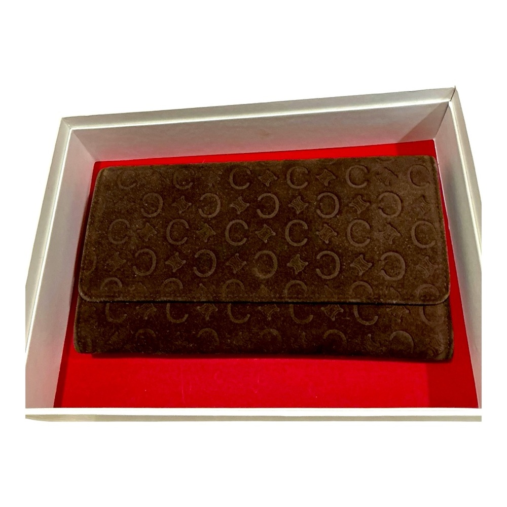 Rare Authentic Celine Suede Long Wallet With Reverse … - Gem